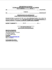 Memorandum of Appearance – acelitigator